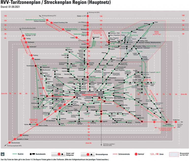 Tarifzonenplan - Regensburger Verkehrsverbund